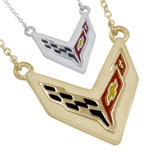 Ecklers C8 Enameled Emblem Necklace; 14K Yellow Gold