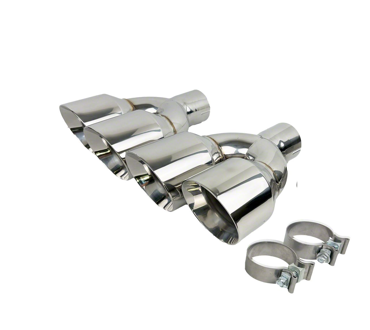 Ecklers Quad Staggered Slant Cut Exhaust Tips; 4-Inch; Chrome Polished ...