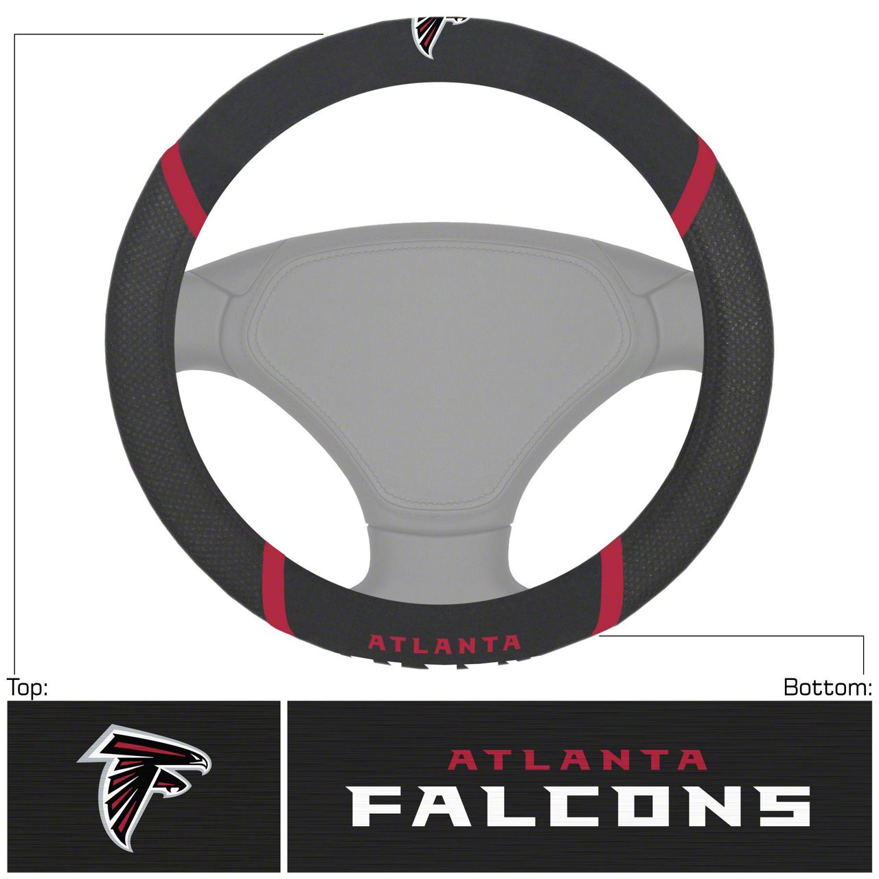 Ecklers Steering Wheel Cover with Atlanta Falcons Logo; Black ...