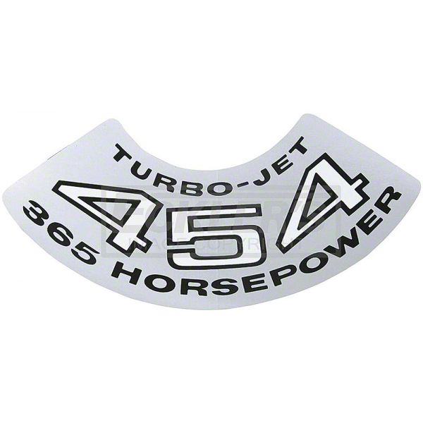 Ecklers El Camino Air Cleaner Decal, Big Block, 454 Turbo-Jet, 365 HP, 1971