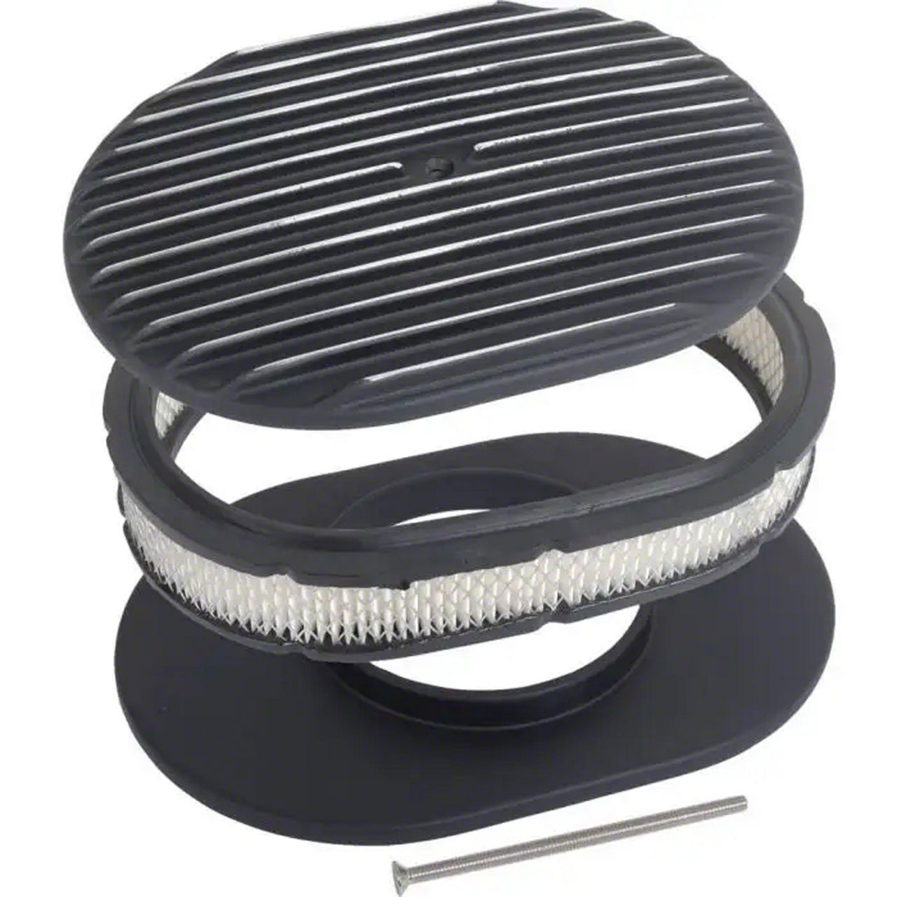 Ecklers Finned Aluminum Air Cleaner, 12 Oval, Black, 1932-1985