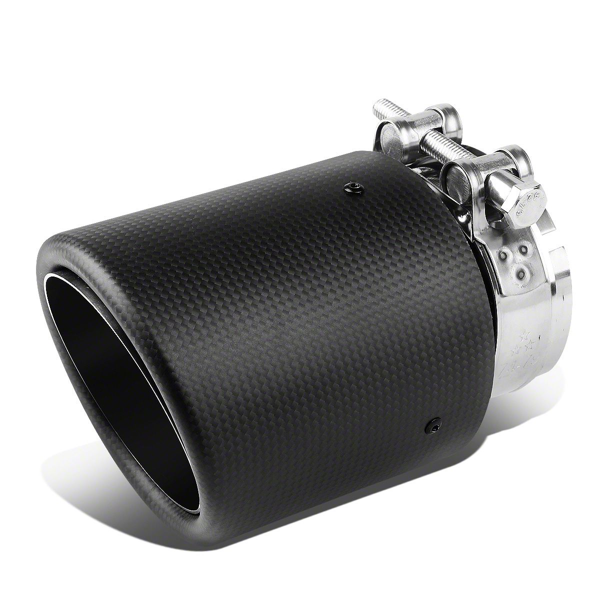 Ecklers Angled Cut Rolled End Round Exhaust Tip; 4-Inch; Carbon Fiber ...