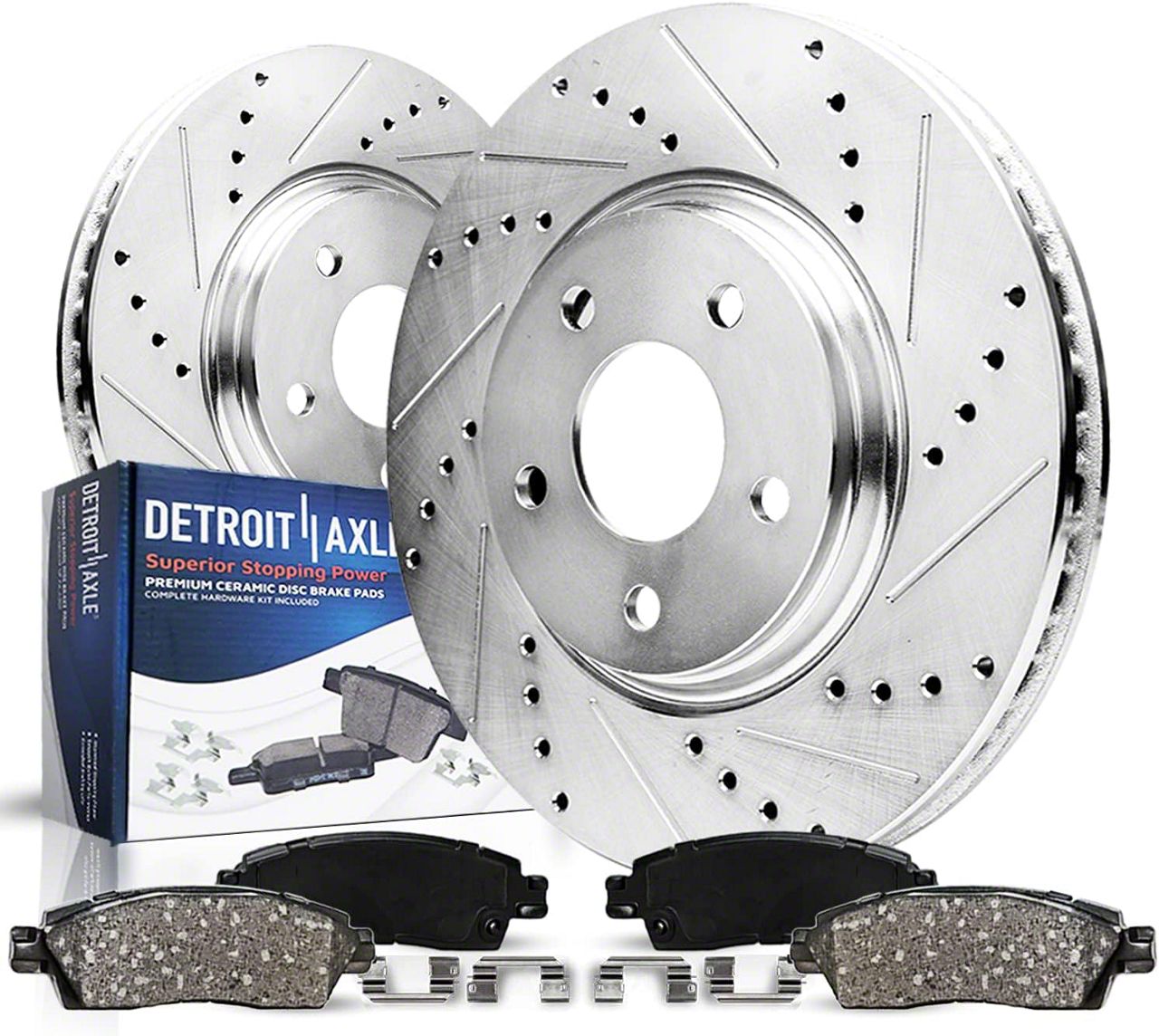 Ecklers Drilled and Slotted Brake Rotor and Pad Kit; Front (98-02 Firebird)