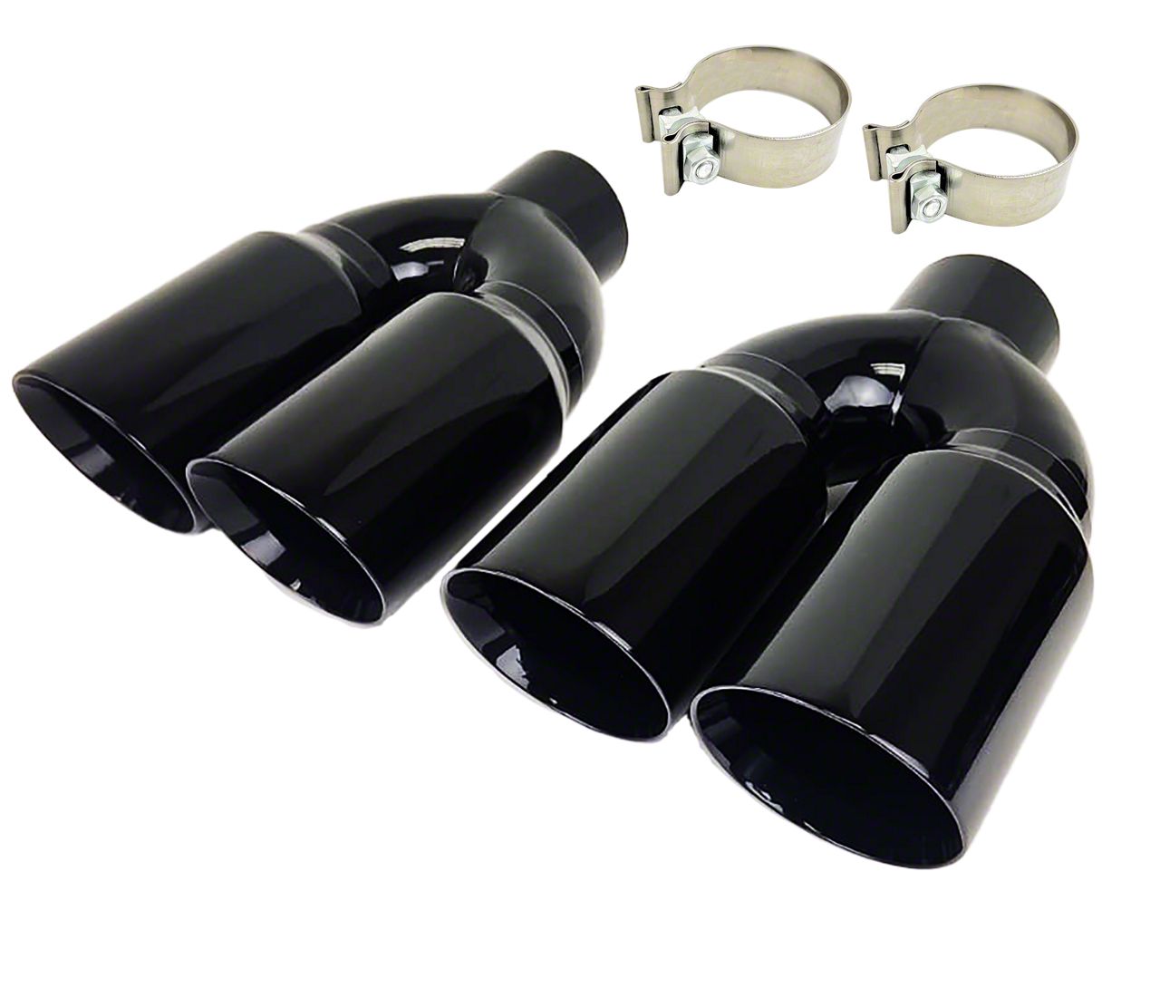 Ecklers Quad Staggered Slant Cut Exhaust Tips; 4-Inch; Gloss Black ...