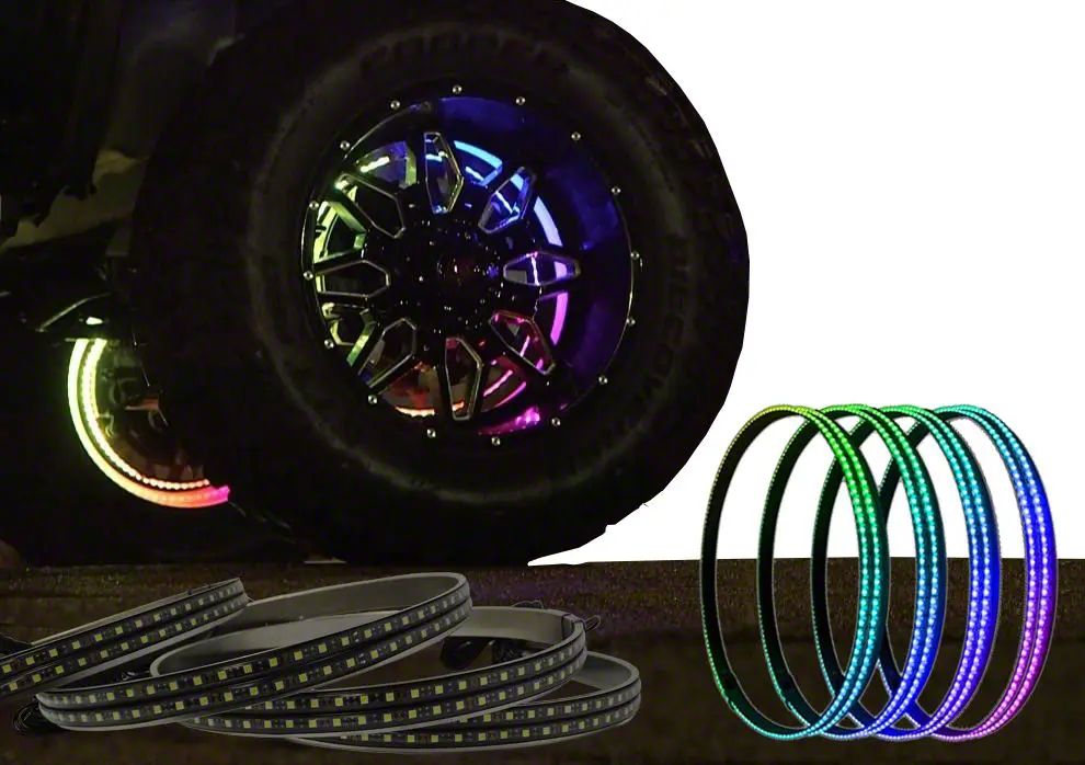 Flashtech Ecklers Double Row Color Chase RGB LED Wheel Light Kit; 17 ...