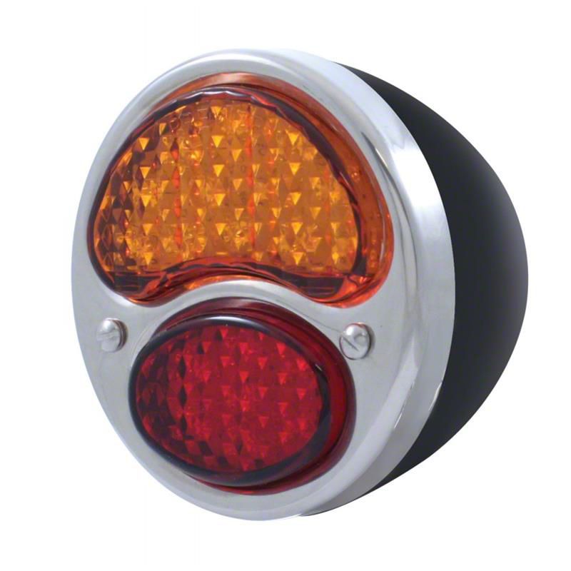 Ecklers 12-Volt LED Tail Light; Black and Stainless Steel Housing; Red and Amber Lens; Passenger ...