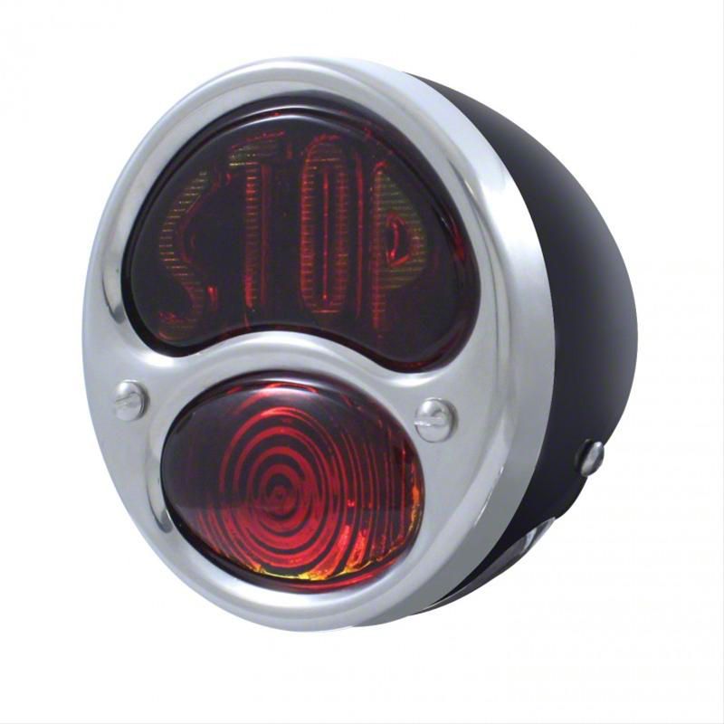 Ecklers 6-Volt Tail Light; Black Housing; Red Lens with STOP; Driver ...