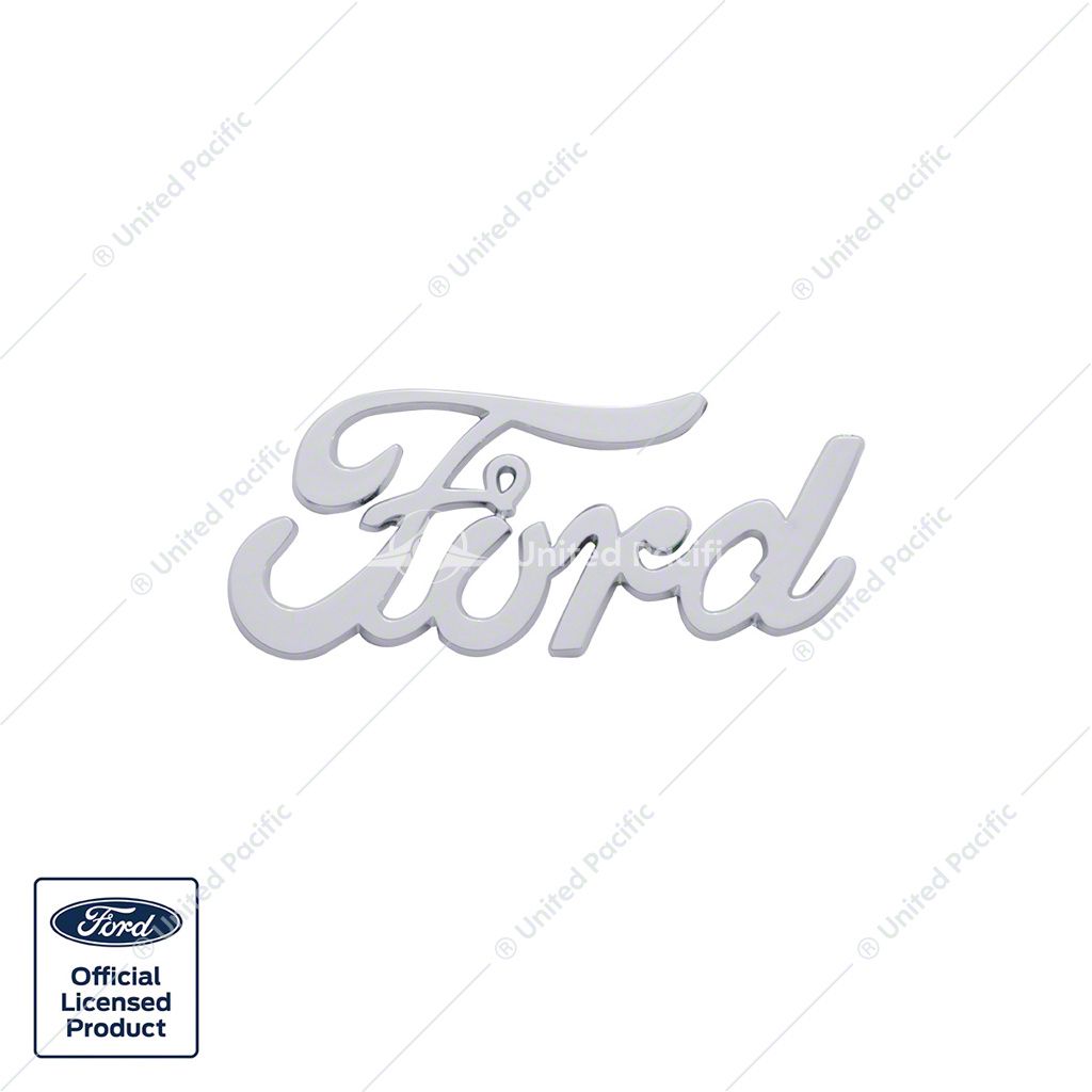 Ecklers Ford Script Emblem; Chrome (1939 Ford Car Deluxe; 39-40 Ford Truck)