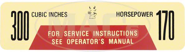 Ecklers Ford Pickup Truck Air Cleaner Decal - 170 Horsepower 300 CID