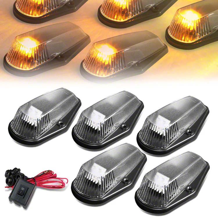 Ecklers Amber LED Cab Roof Lights; Black (80-96 F-150, F-250, F-350)