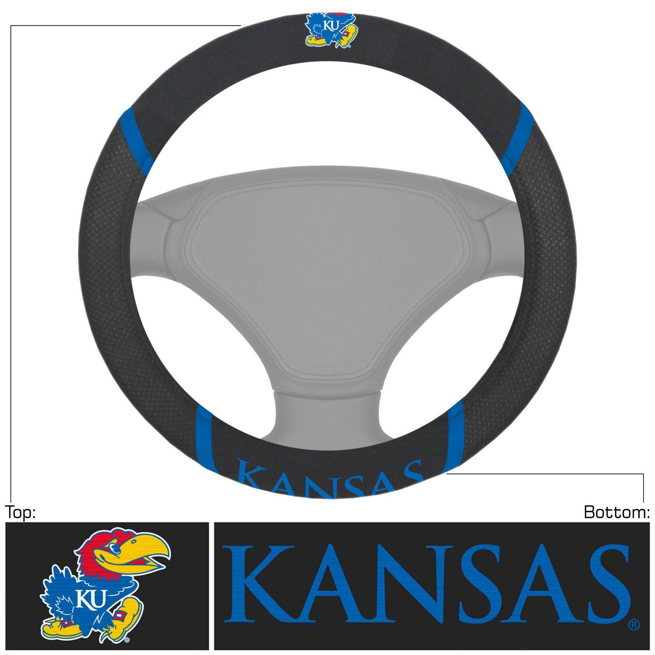Ecklers Steering Wheel Cover with University of Kansas Logo; Black ...