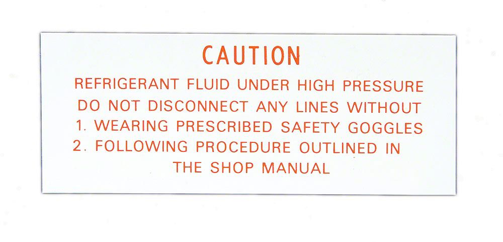 Ecklers Full Size Chevy Air Conditioning Compressor Caution Decal, 1958 ...