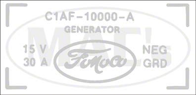 Ecklers Generator Decal - C1AF-10000-A - Ford