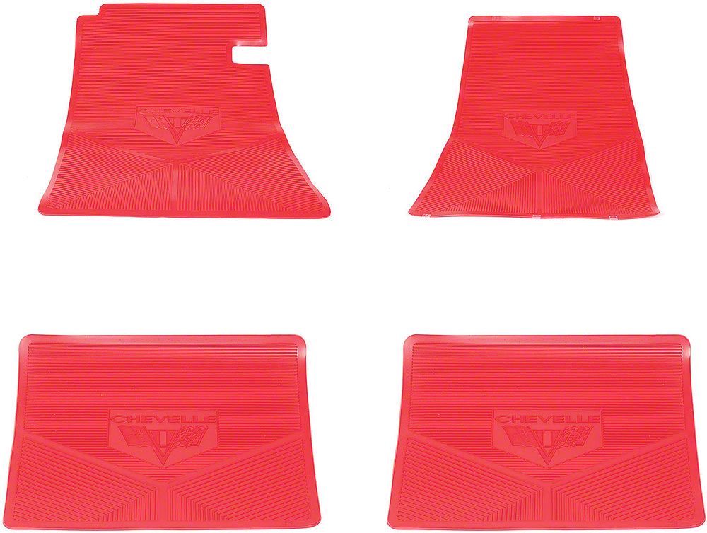 Ecklers Floor Mats,Chevelle V Flag Emblem,Bright Red,64-67