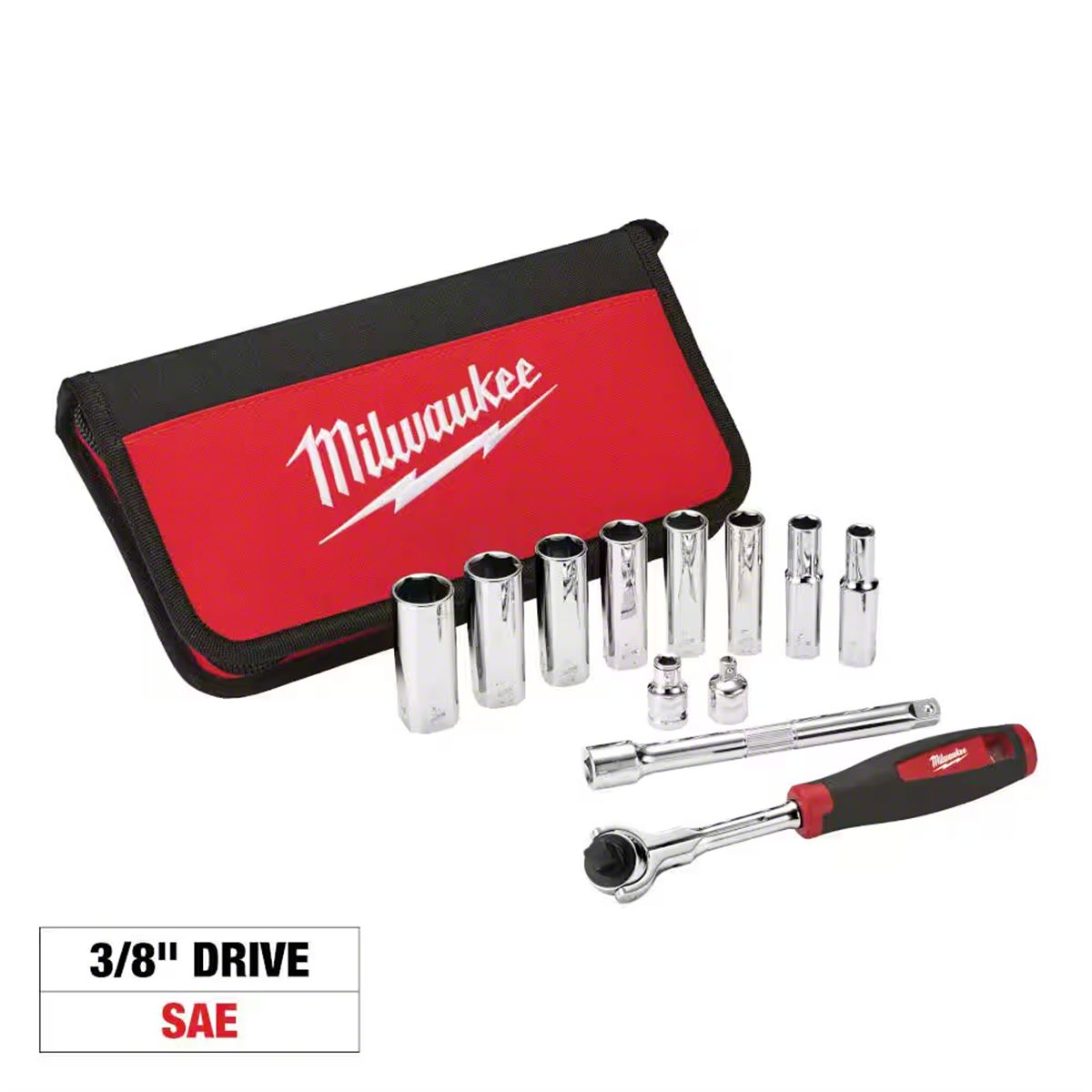Milwaukee Tool Universal EK 3/8-Inch Drive SAE Socket Set; 12-Piece ...