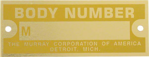 Ecklers Body Number Plate (1928-1931 Model A)