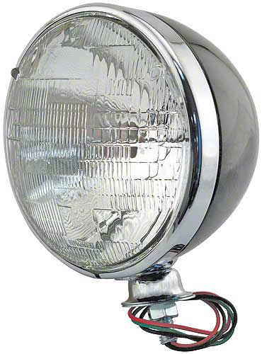 Ecklers Headlights - 12 Volt - Dietz - Sealed Beam Bulb - Gloss Black Shell - Chrome Rim - 7 ...
