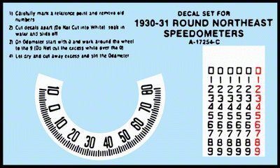 Ecklers Model A Ford Speedometer Decal Set - Round Face - Northeast