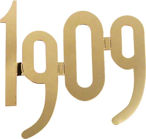 Ecklers Radiator Year Script - 2 High - Gold-Plated Brass (1909 Model T)