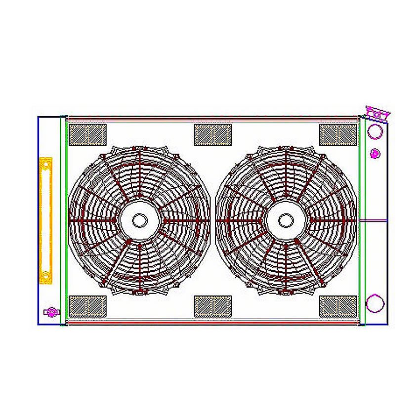 Ecklers ComboUnit CrossFlow Radiator for LS Engines; 2-Row (71-73 ...