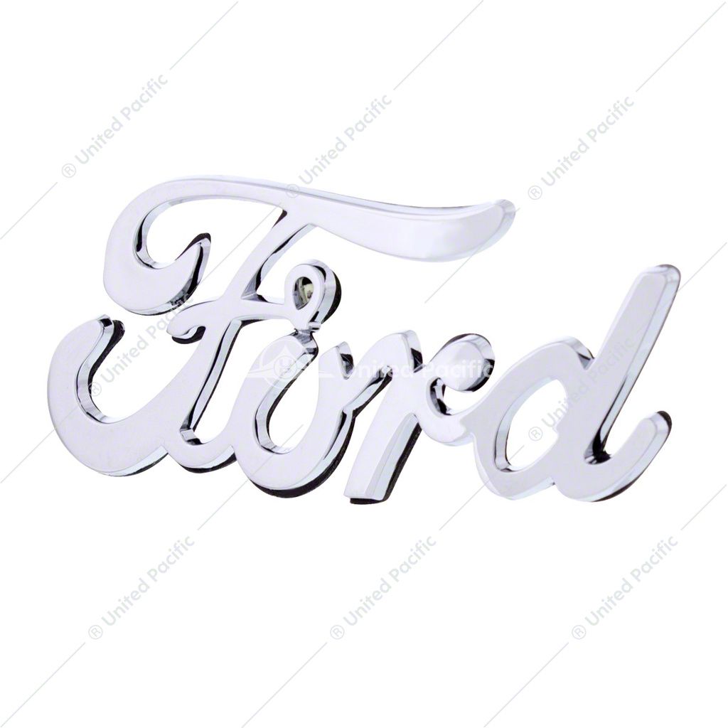 Ecklers Vintage Ford Script Emblem; Chrome (Universal; Some Adaptation ...