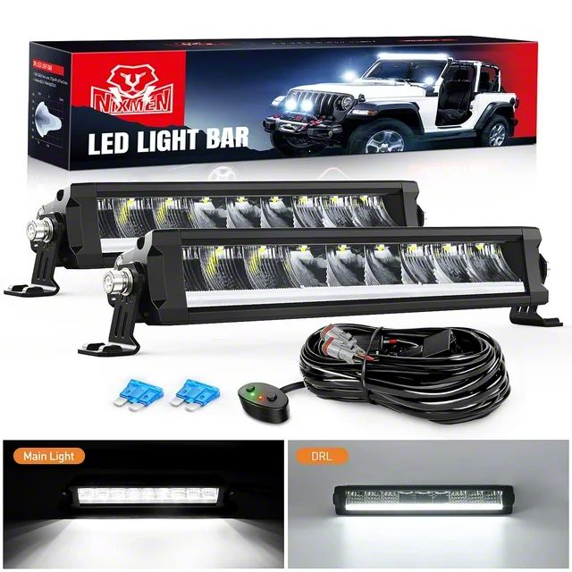 Ecklers 12.20-Inch Single Row LED Light Bars with DRL; Anti-Glare Flood ...