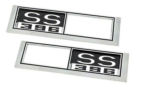 Ecklers Front Side Marker Bezels with SS 396 Logo; Chrome with Black ...