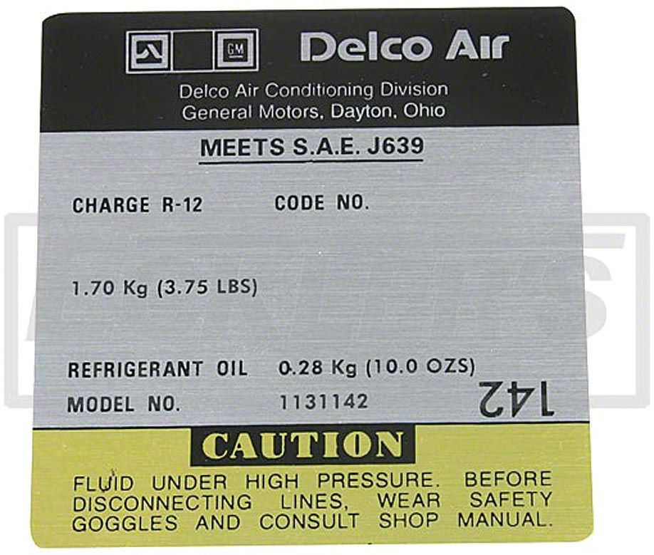 Ecklers Air Conditioning Compressor Decal, Delco Compressor 1131142 ...