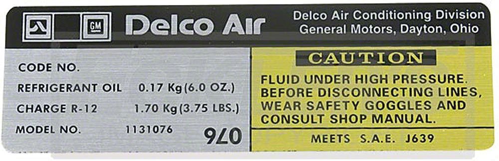 Ecklers Air Conditioning Compressor Decal, Delco Compressor (1976 Nova)