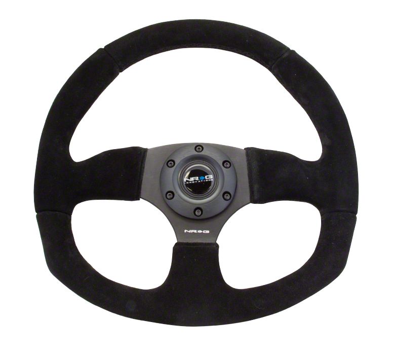 NRG Innovations Ecklers Flat Bottom Steering Wheel; Black Leather with ...
