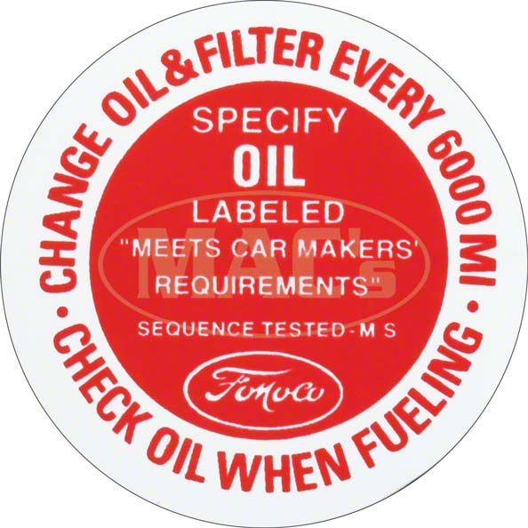 Ecklers Oil Filler Cap Decal (60-65 Galaxie)