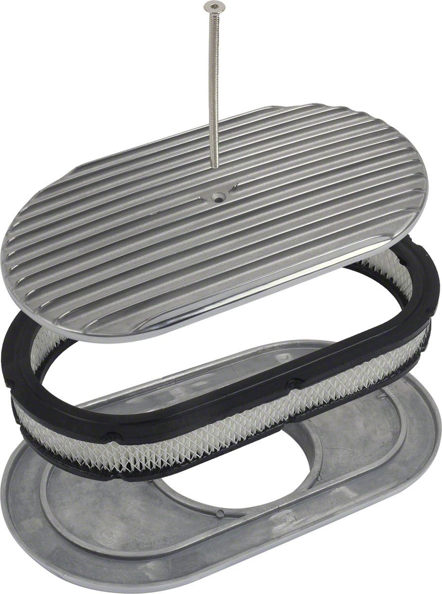 Ecklers Polished Aluminum 15 Oval Finned Engine Air Cleaner Assembly ...