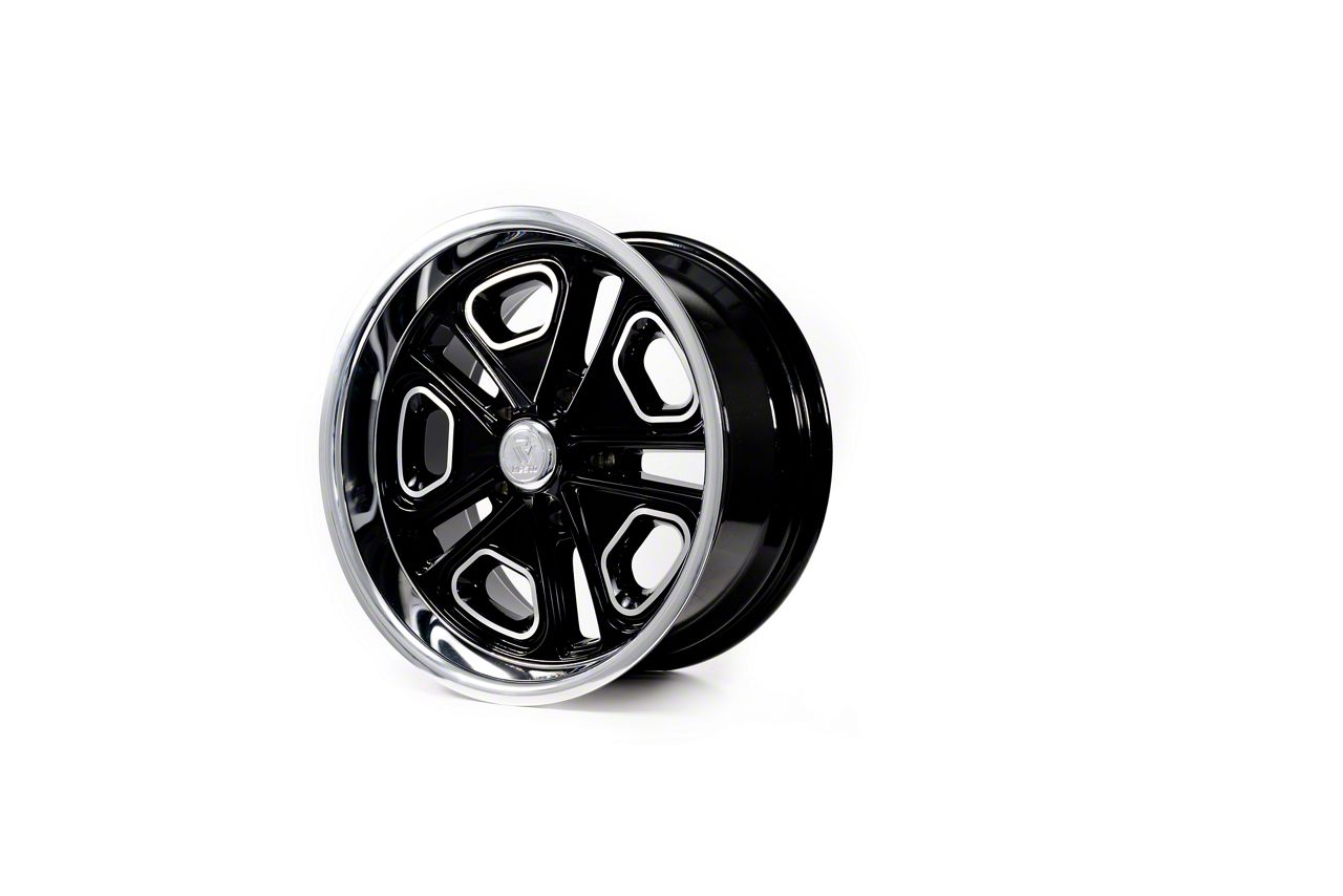 Resto Vintage Wheel Co Ecklers Del Ray Glossy Black Center with Milled ...
