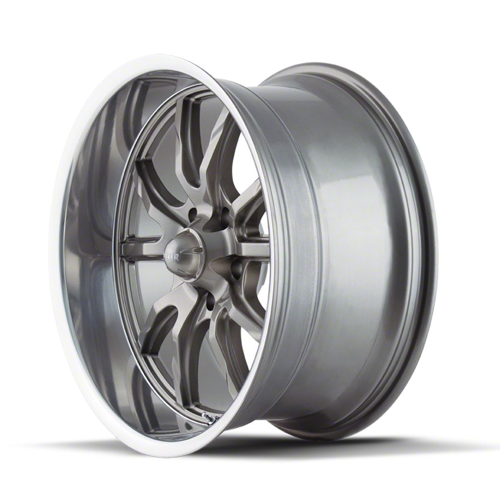 Ridler Ecklers 650 Gloss Grey with Polished Lip Wheel; 15x7; 0mm Offset ...