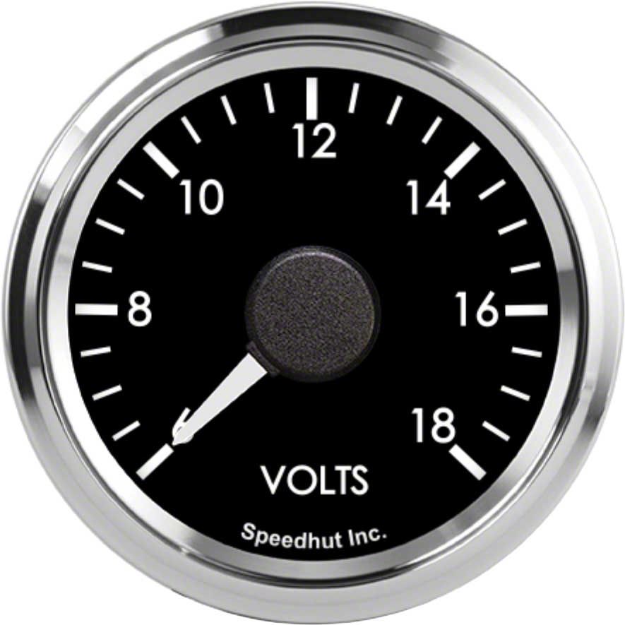 Speedhut Universal EK Cobra Series 2-1/16-Inch Volt Gauge; 6-18 Volts ...