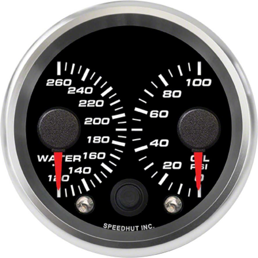 Speedhut Universal EK Revolution Series 2-5/8-Inch Dual Gauge; Oil ...