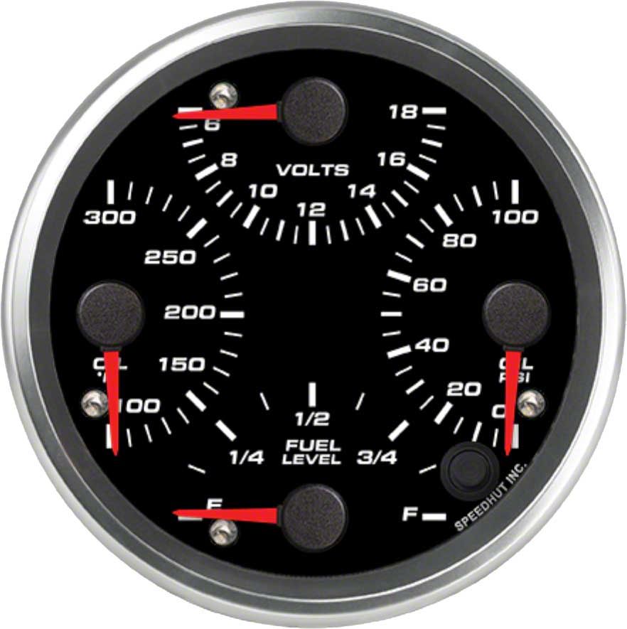 Speedhut Universal EK Revolution Series 4-1/2-Inch Quad Gauge; Fuel ...