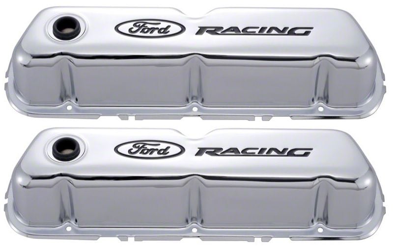 Ecklers Steel SB Ford Racing Chrome Valve Covers, PR.