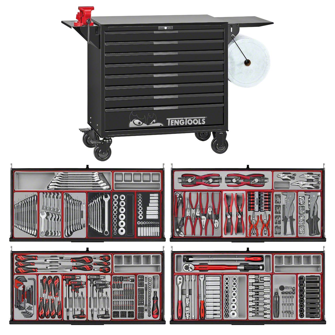 Teng Tools Universal EK 37-Inch PRO35 Black Roller Cabinet Tool Kit ...