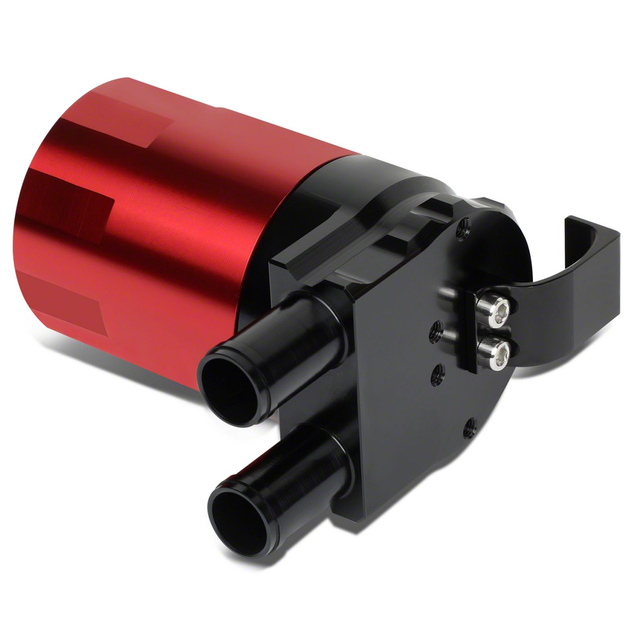 Ecklers Aluminum Oil Catch Can with Baffle; Black/Red (Universal; Some ...