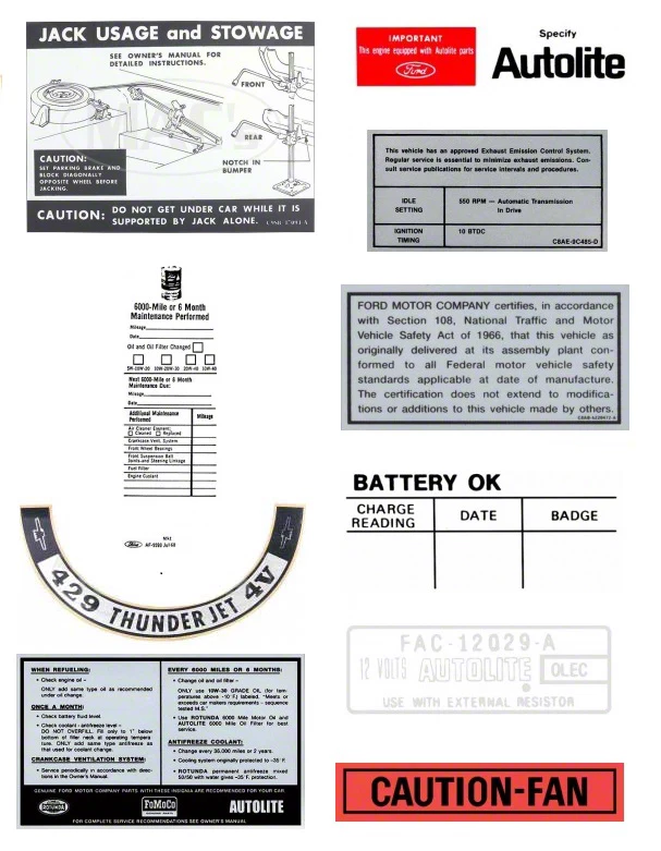 Ecklers Basic Decal Kit (1969 Ford Thunderbird)