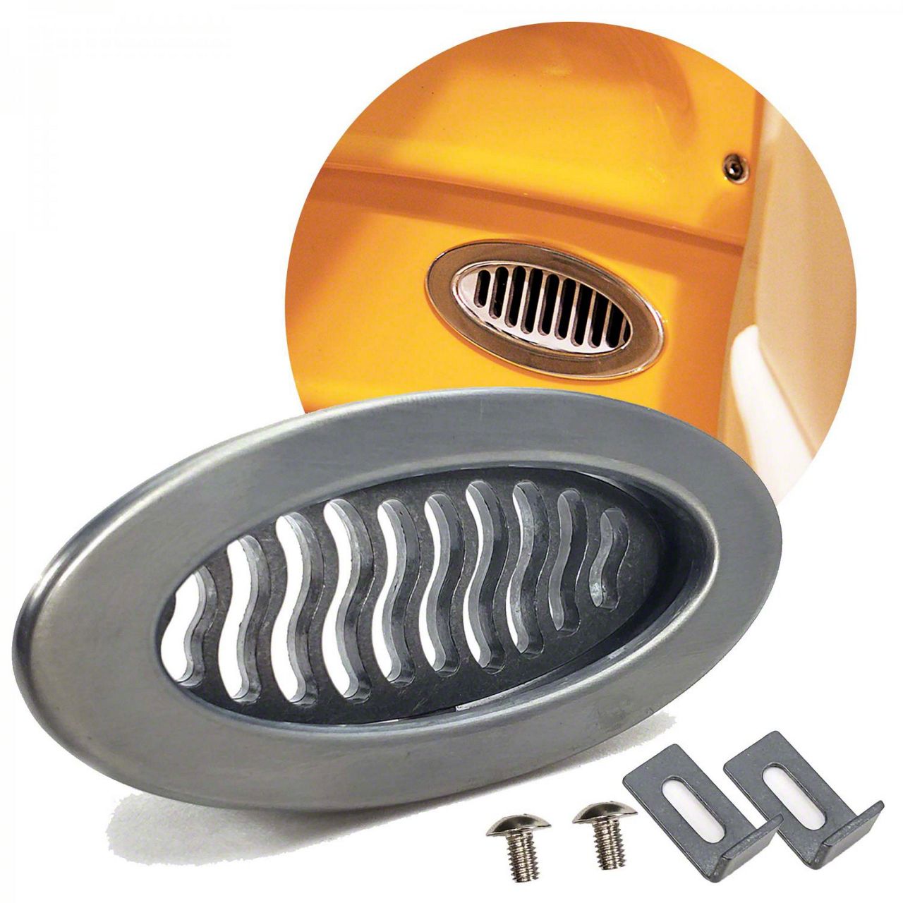 Ecklers Brushed Billet Oval Air Conditioning Heater Dash Vent Wavy ...