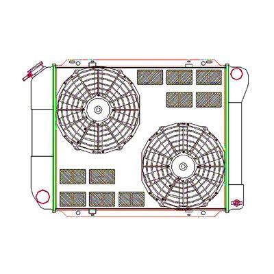 Ecklers ComboUnit CrossFlow Radiator; 2-Row (1968 V8 Thunderbird w ...