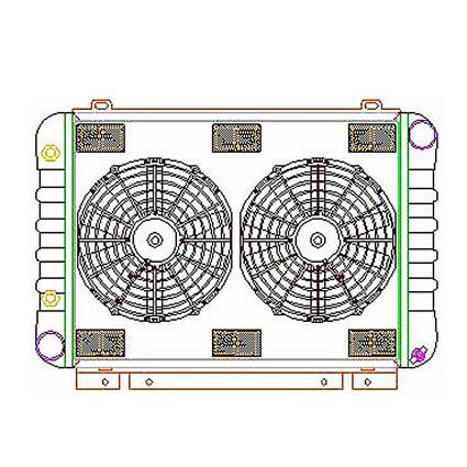 Ecklers ComboUnit Crossflow Radiator; 2-Row (1966 Big Block V8 ...
