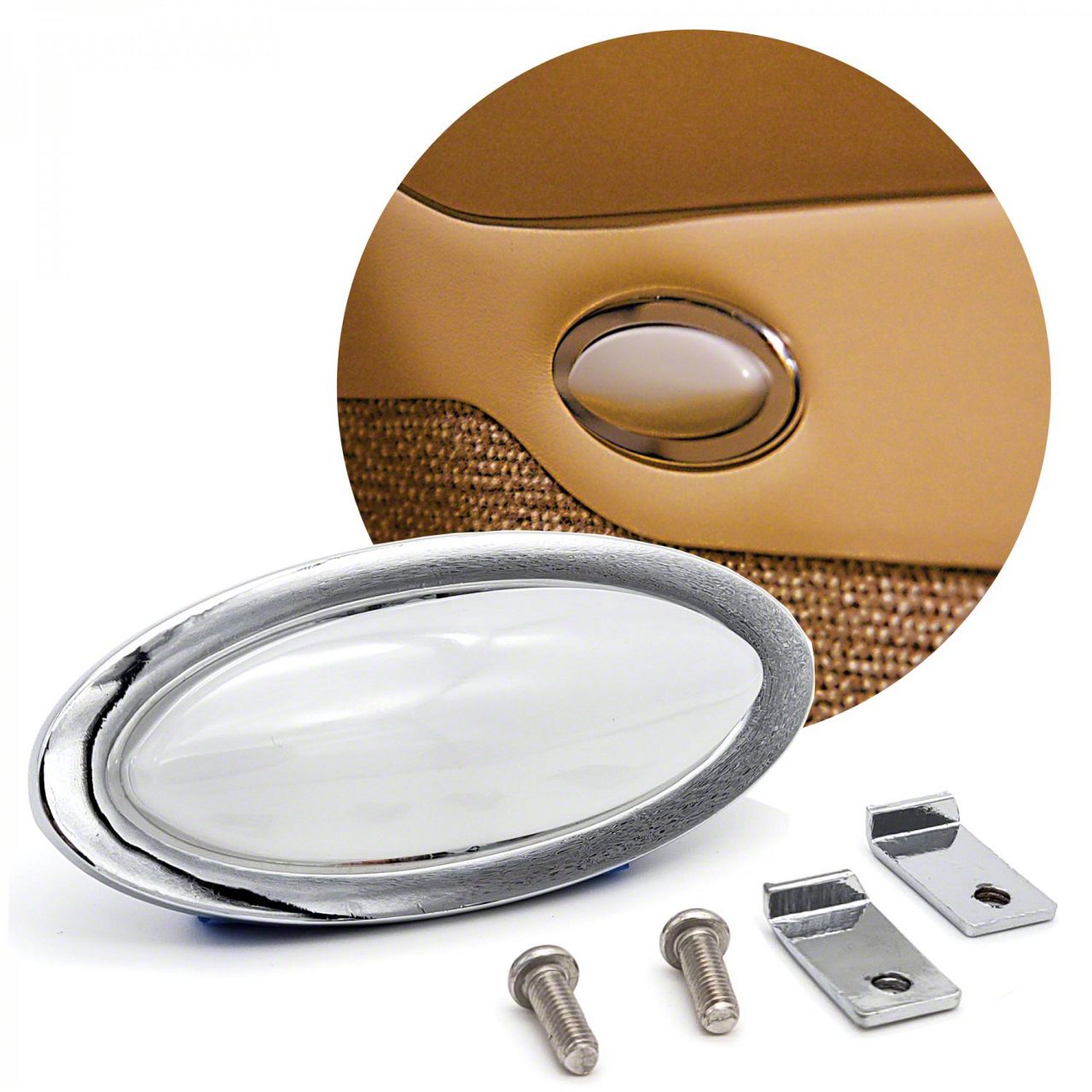 Ecklers Oval LED Interior Dome Light Courtesy Map; Billet Chrome ...