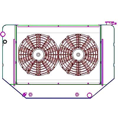 Ecklers ComboUnit CrossFlow Radiator for LT1/LT4 Engines; 2-Row (55-57 ...