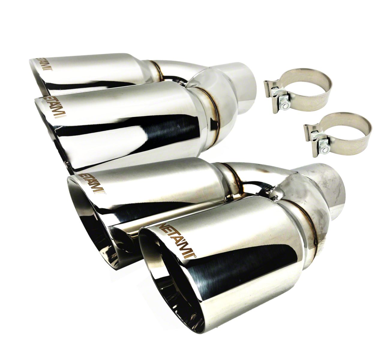 Ecklers Quad Staggered Slant Cut Exhaust Tips; 4-Inch; Chrome Polished ...
