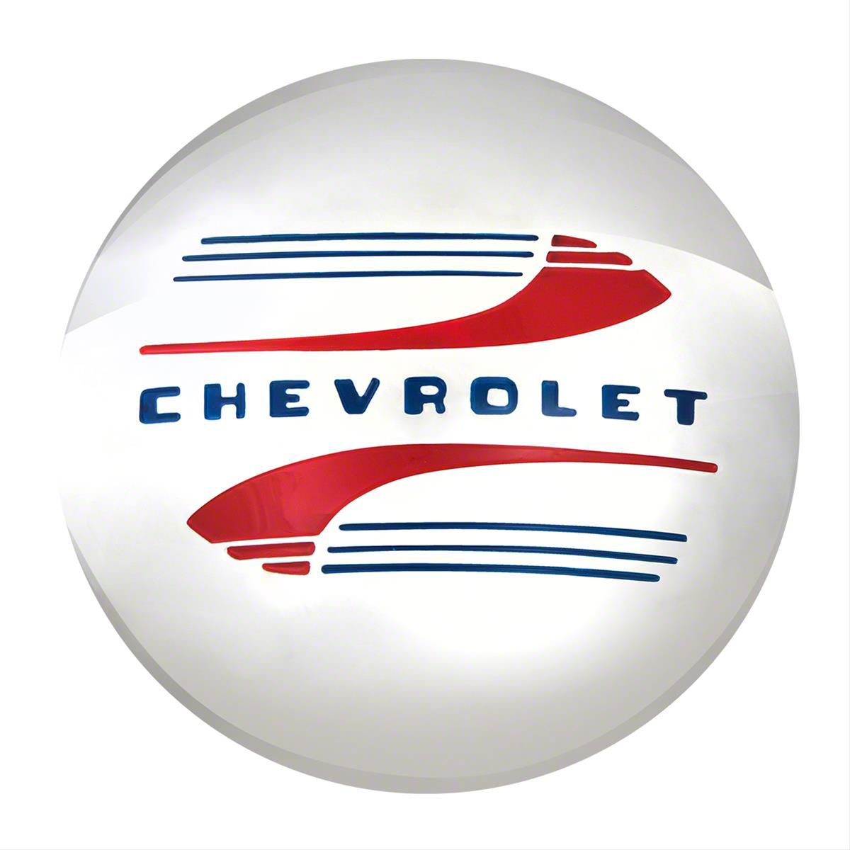 Ecklers Chevrolet Script and Painted Letters Hub Cap; Polished; 8-Inch ...