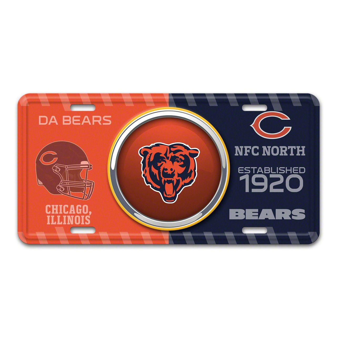 Universal EK Embossed Metal License Plate with Chicago Bears Logo ...
