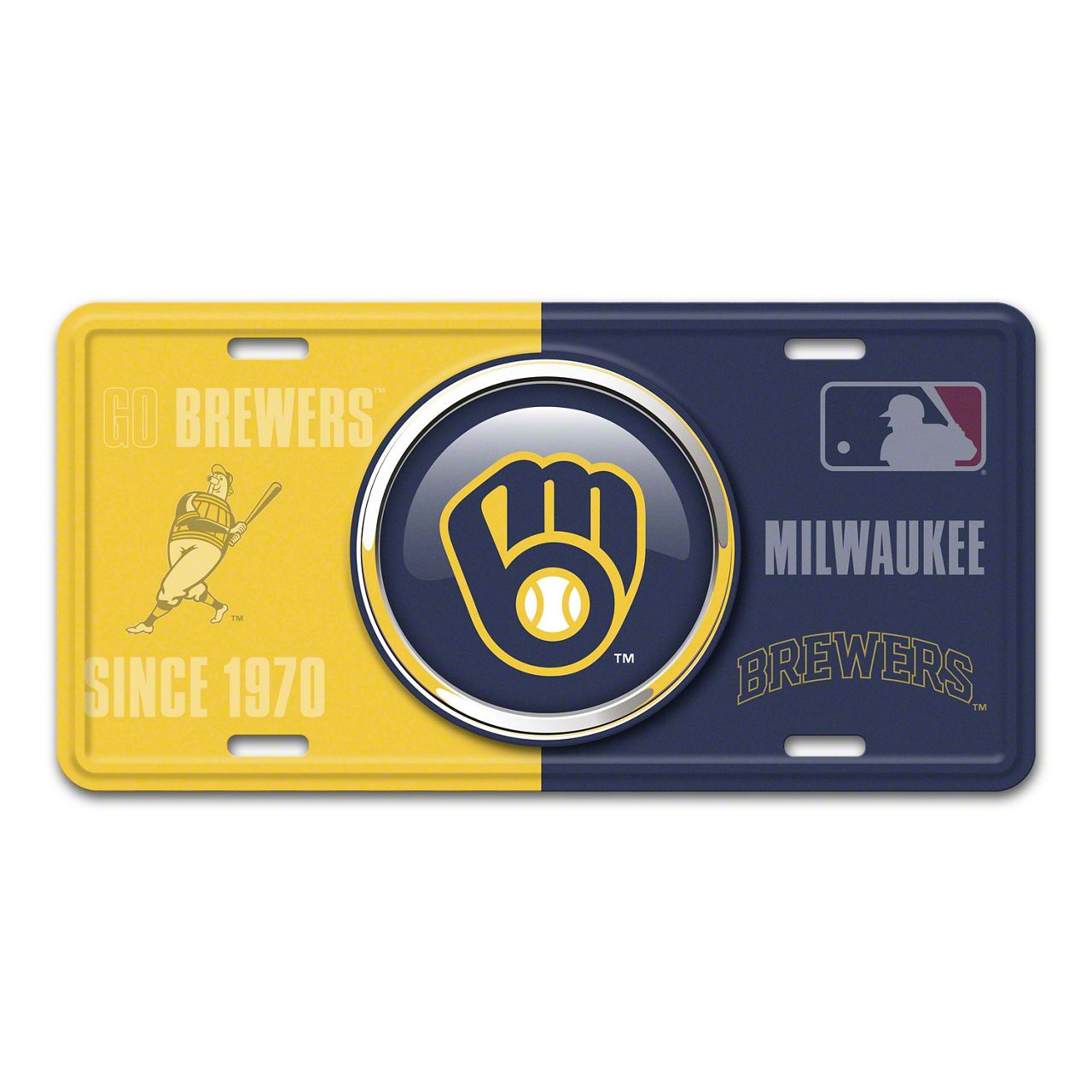 Universal EK Embossed Metal License Plate with Milwaukee Brewers Logo ...